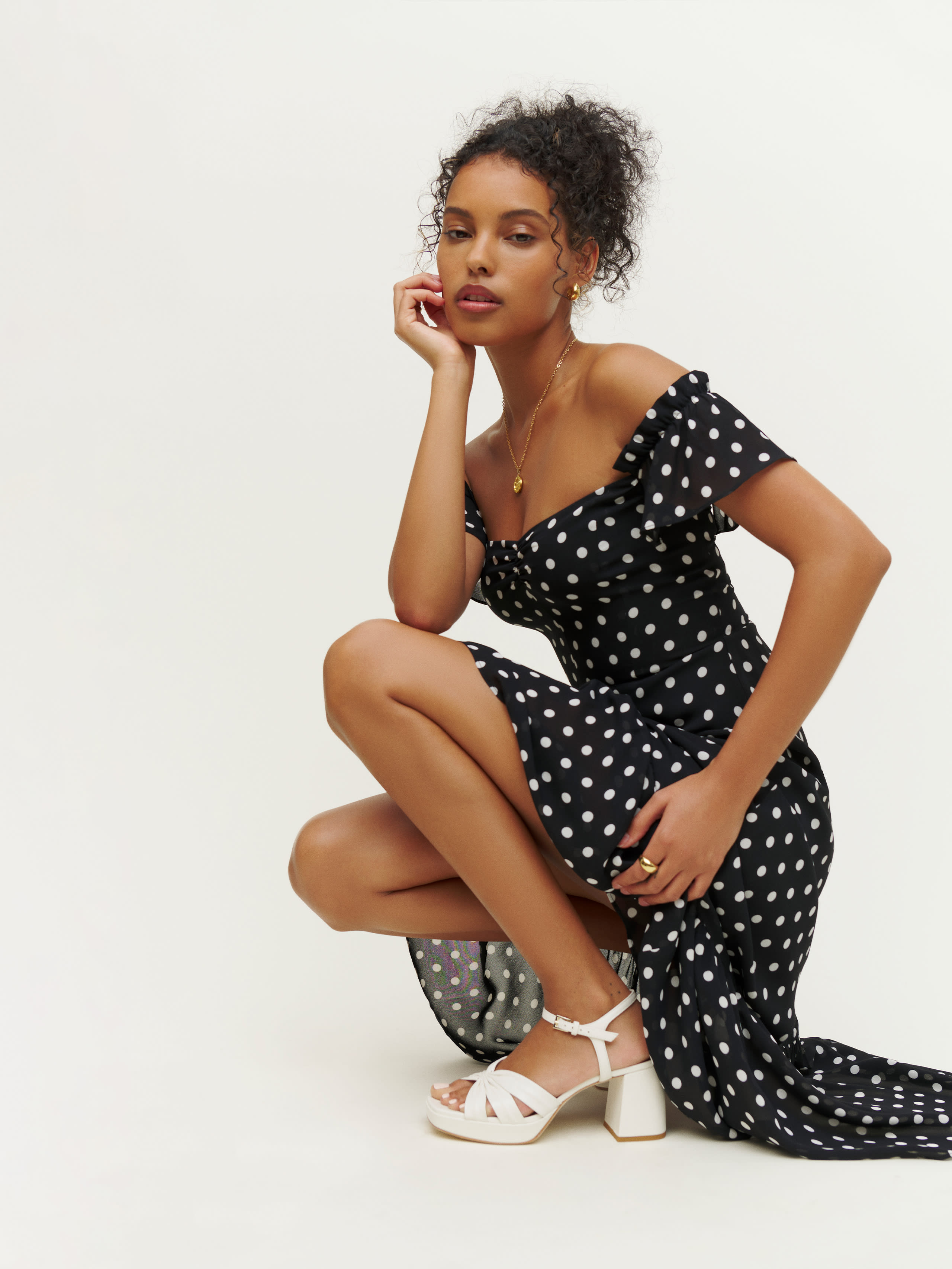 Reformation Maize Platform Heeled Sandals In White | ModeSens